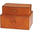 Amazon.com: Deco 79 Leather Handmade Decorative Box Storage Decorative ...