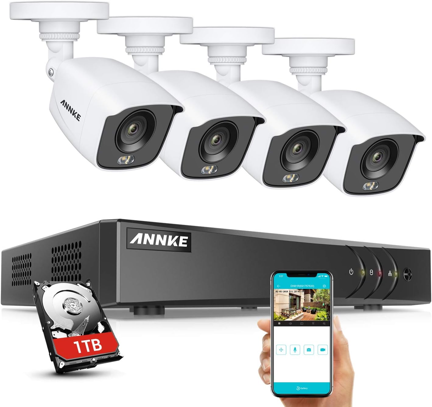 ANNKE 8CH 5MP H.265+ DVR, 1080P True Color Night Vision CCTV Camera ...