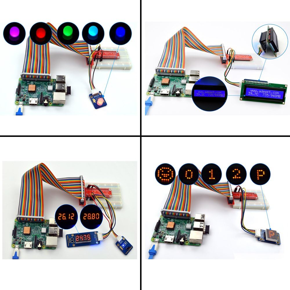 Adeept 46 Modules Ultimate Sensor Kit for Raspberry Pi 3,2 B/B+, BMP180, DHT11, Raspberry Pi ...