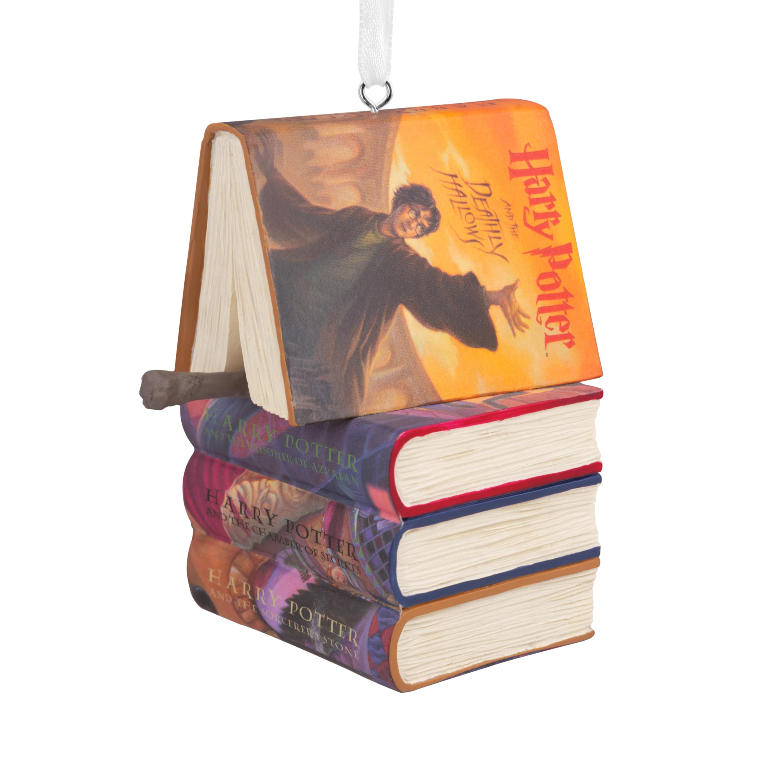 Hallmark Harry Potter Stacked Books with Wand Christmas Ornament,Resin ...