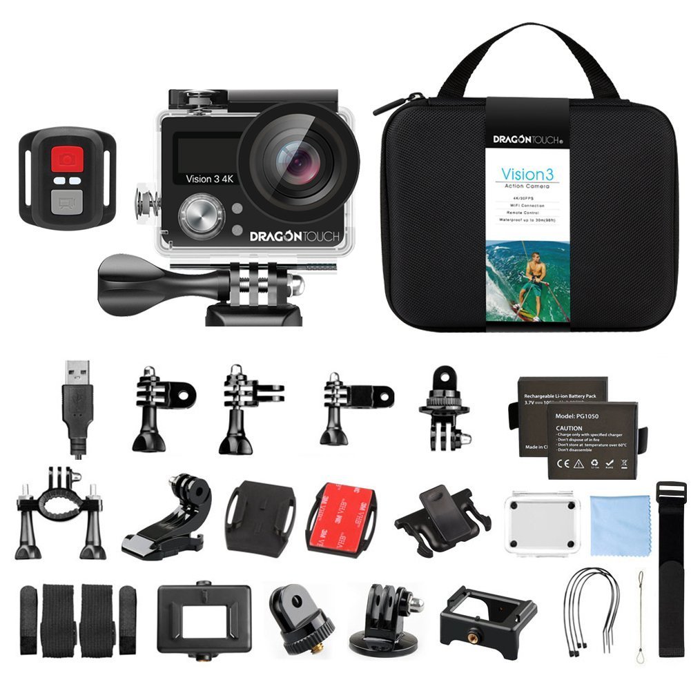 Dragon Touch Vision 3 4K Sports Action Camera Ultra HD 30m Underwater ...