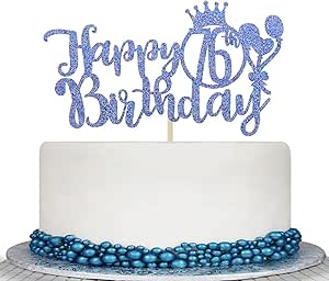 Blue Glitter Happy 76th Birthday Cake Topper - Cheers To 76 Years Cake ...