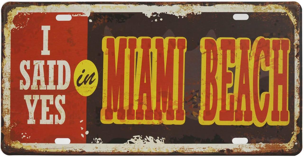 Amazon.com: License Plate Miami Beach Souvenir I Said Yes in Miami ...