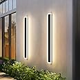 Aipsun 2 Pack Outdoor Wall Lights, Black LED Exterior Light Fixtures Wall Mount, Modern Porch ...