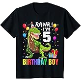 Amazon.com: 5 Year Old Shirt 5th Birthday Boy T Rex Dinosaur T Shirt T-Shirt : Clothing, Shoes ...