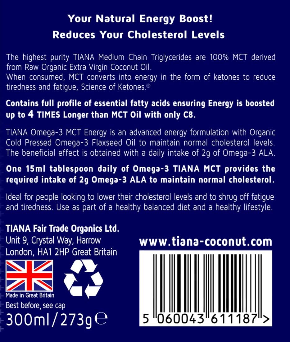 TIANA 100% MCT Oil with Omega 3 | 300ml | Premium Quality and High ...