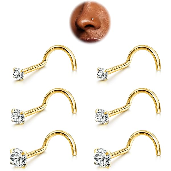 Bone Nose Stud Vsnnsns 18G 20G Threadless Push In Nose Rings For Women ...