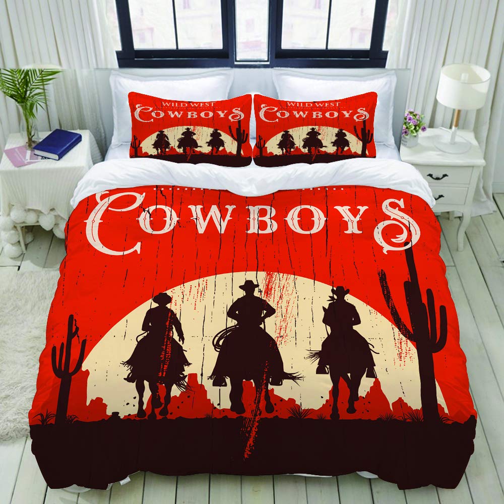 Best Silhouette Of Cowboy Riding Bedding Set - Cree Home