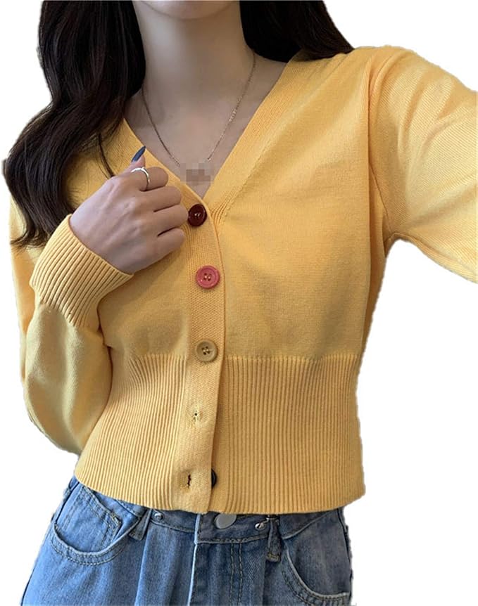 Suéter con Botones Coloridos de otoño, cárdigan para Mujer con Cuello ...