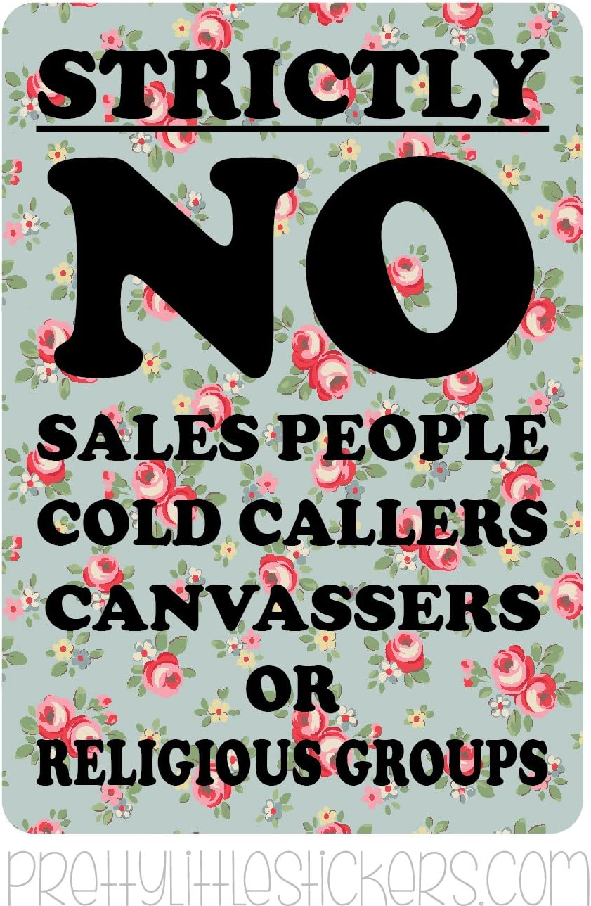 Pretty Little Stickers FLORAL NO SALESMAN COLD CALLERS CANVASSERS LABEL ...