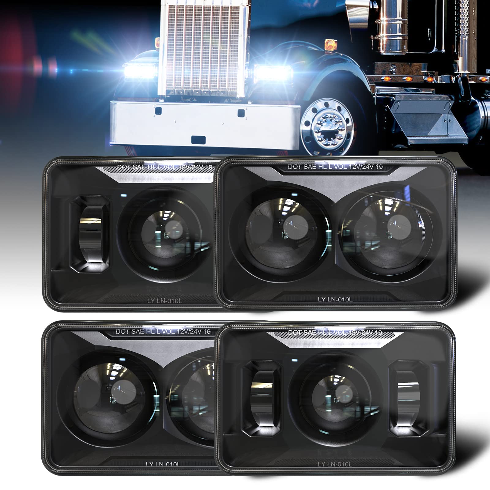 Mua DOT Approved 4X6 Inch LED Headlights 120W High Low Beam Compatible ...