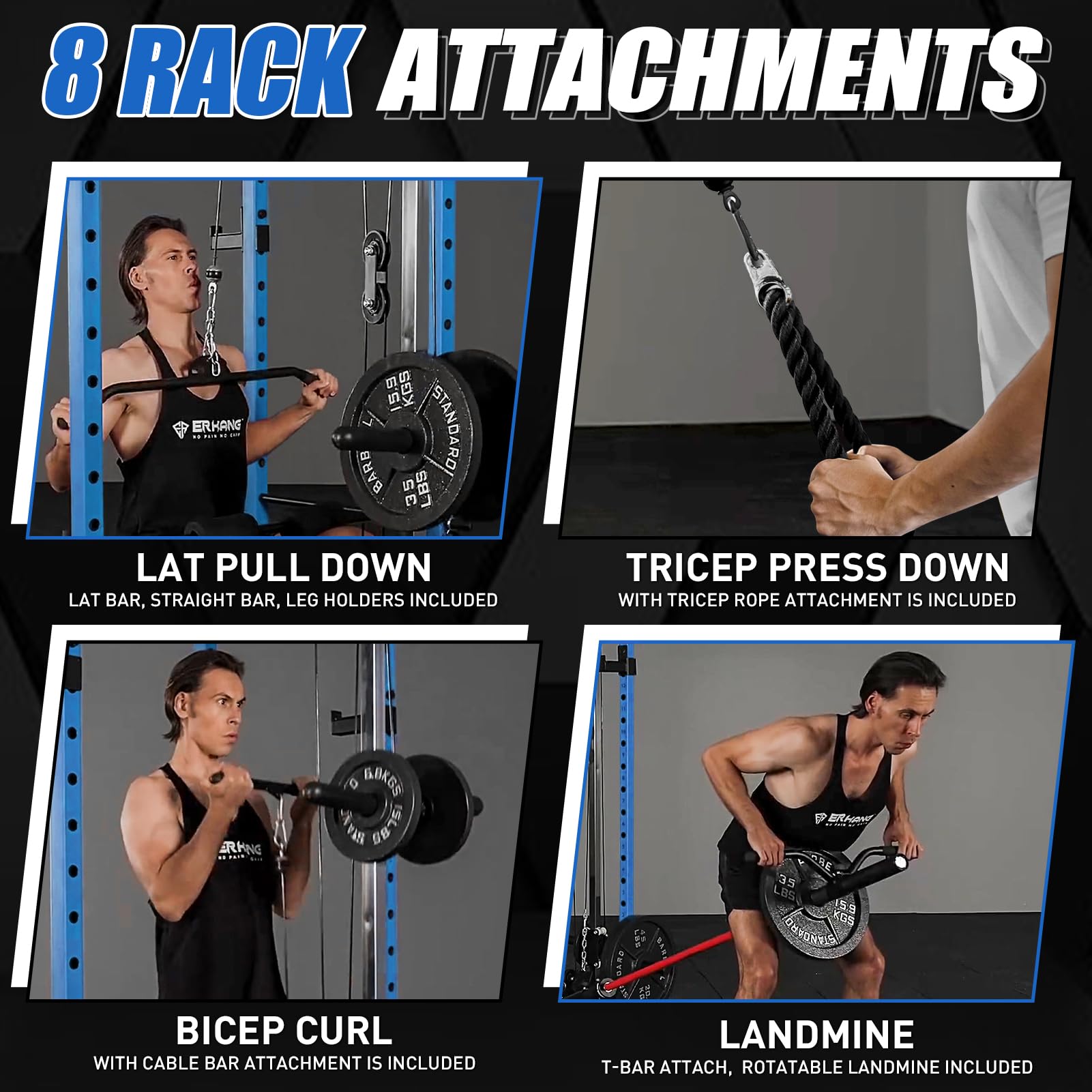 Mua ER KANG Power Cage, Power Rack with LAT Pulldown, Multi-Functional ...