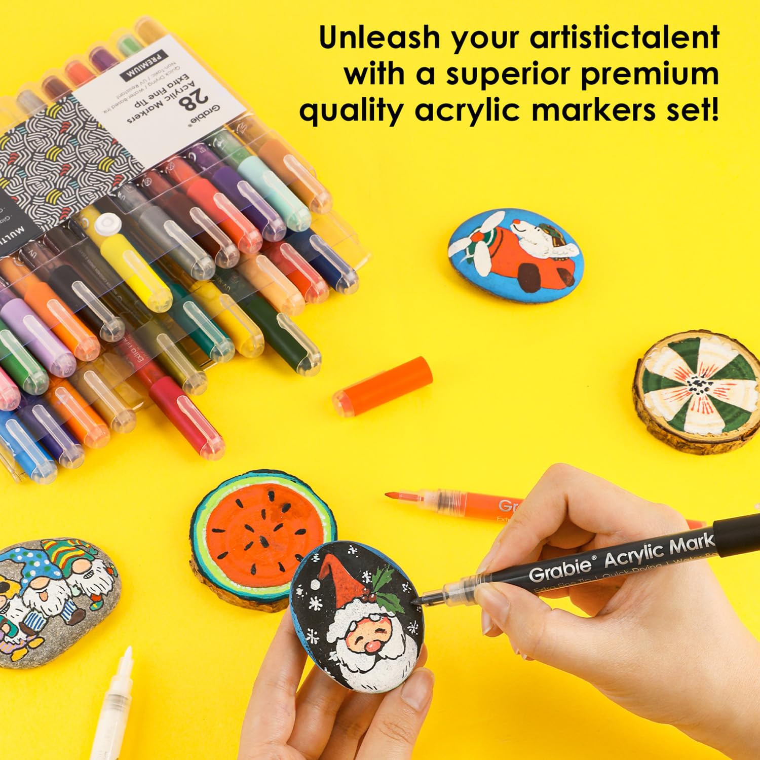 Mua Grabie Acrylic Paint Pens - 28 Color Extra Fine Tip Markers for ...