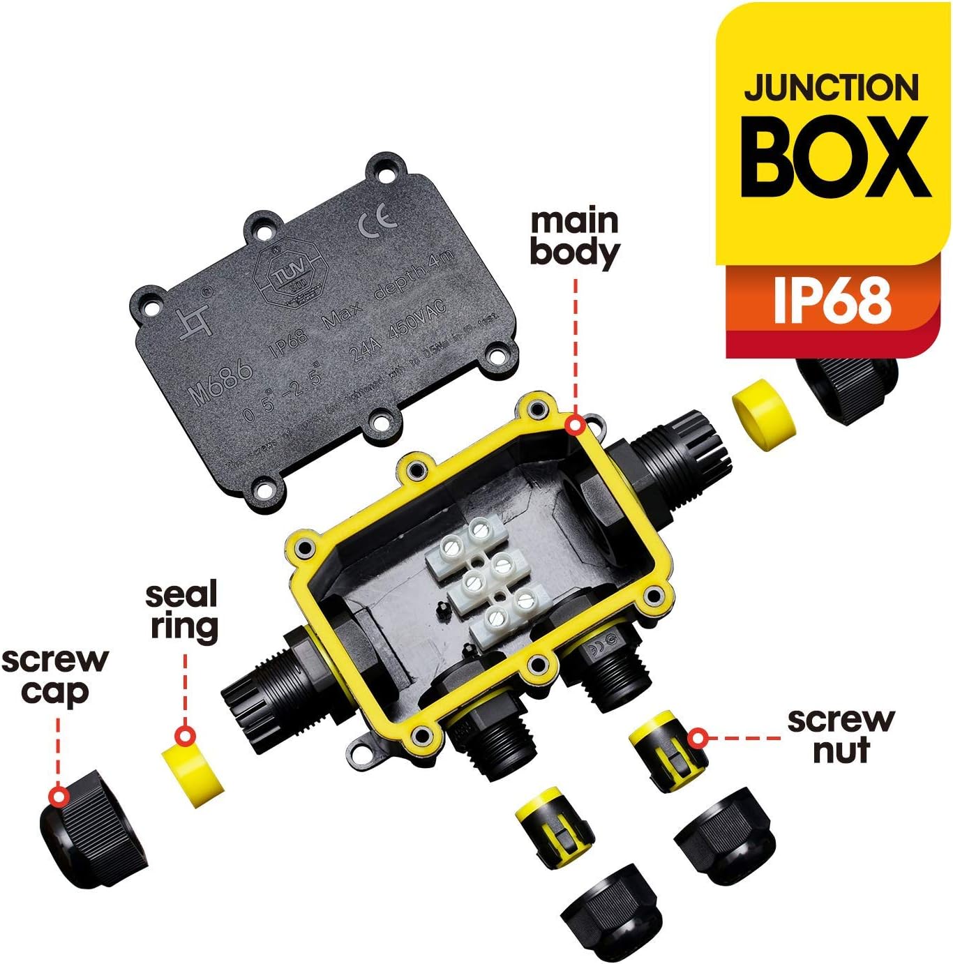 Waterproof Junction Box IP68 Compact Wire Connectors Outdoor Cable ...