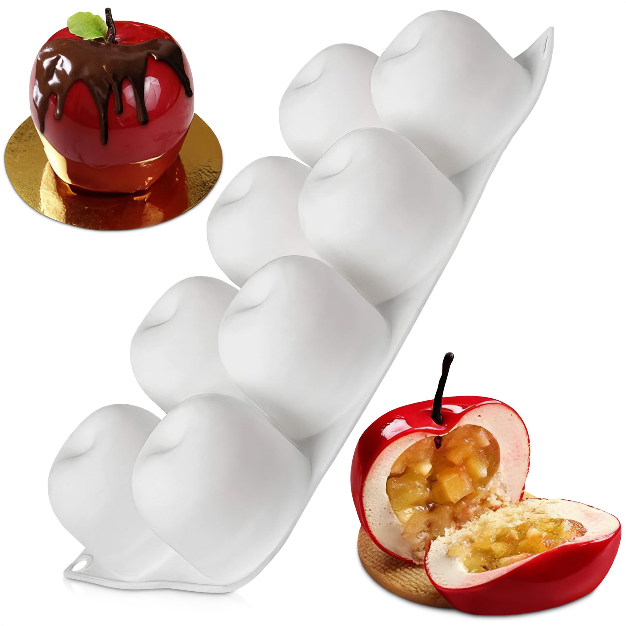 8 Cavity Apple Silicone Mold - 11.22 x 6.69 x 2.3 Inches Apple Mold for ...