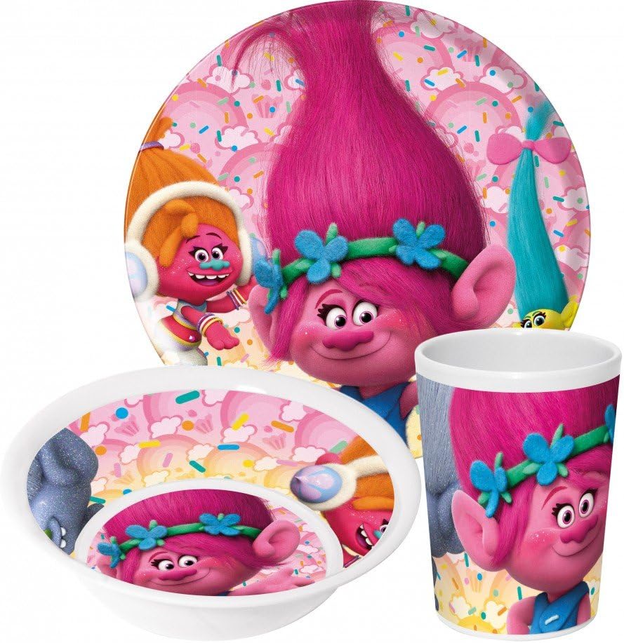 DreamWorks Trolls Children's Dinner Plate, Cereal Bowl And Melamine ...