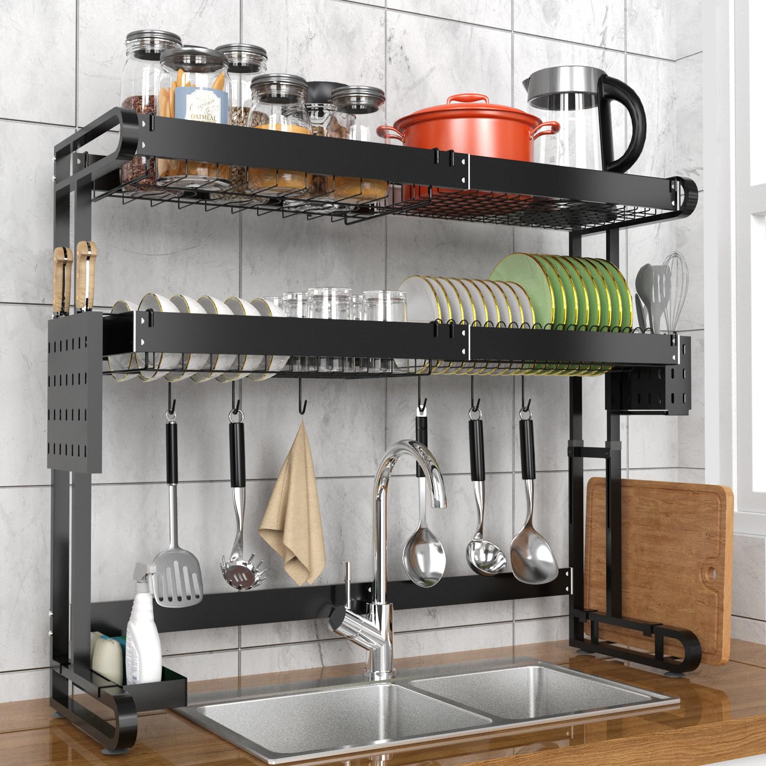 Over Sink Dish Drying Rack Kitchen Countertop Organizer Dish Drying ...