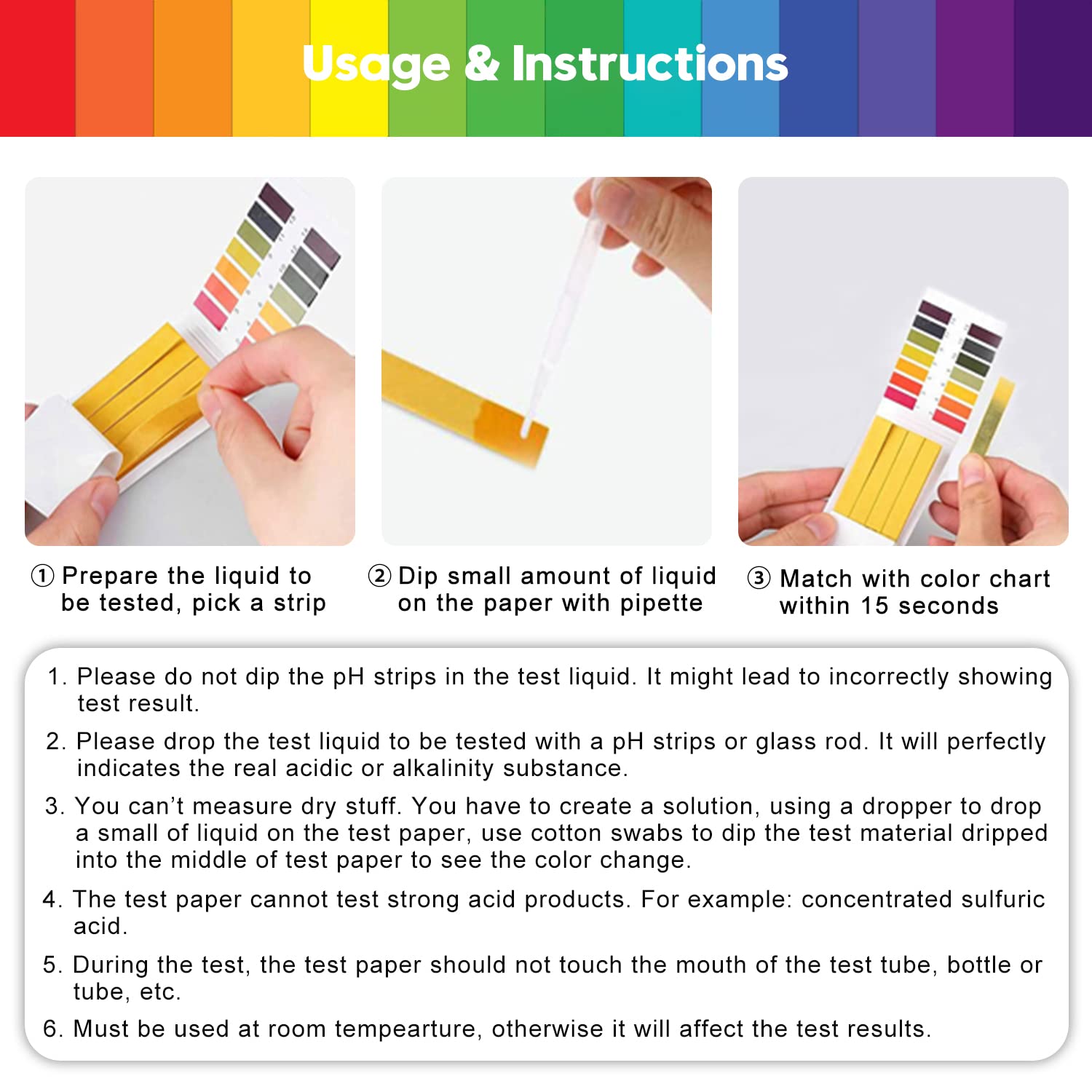 Mua 6 Pack pH Test Strips, 480 Strips Full Range 1-14 Universal pH Test ...