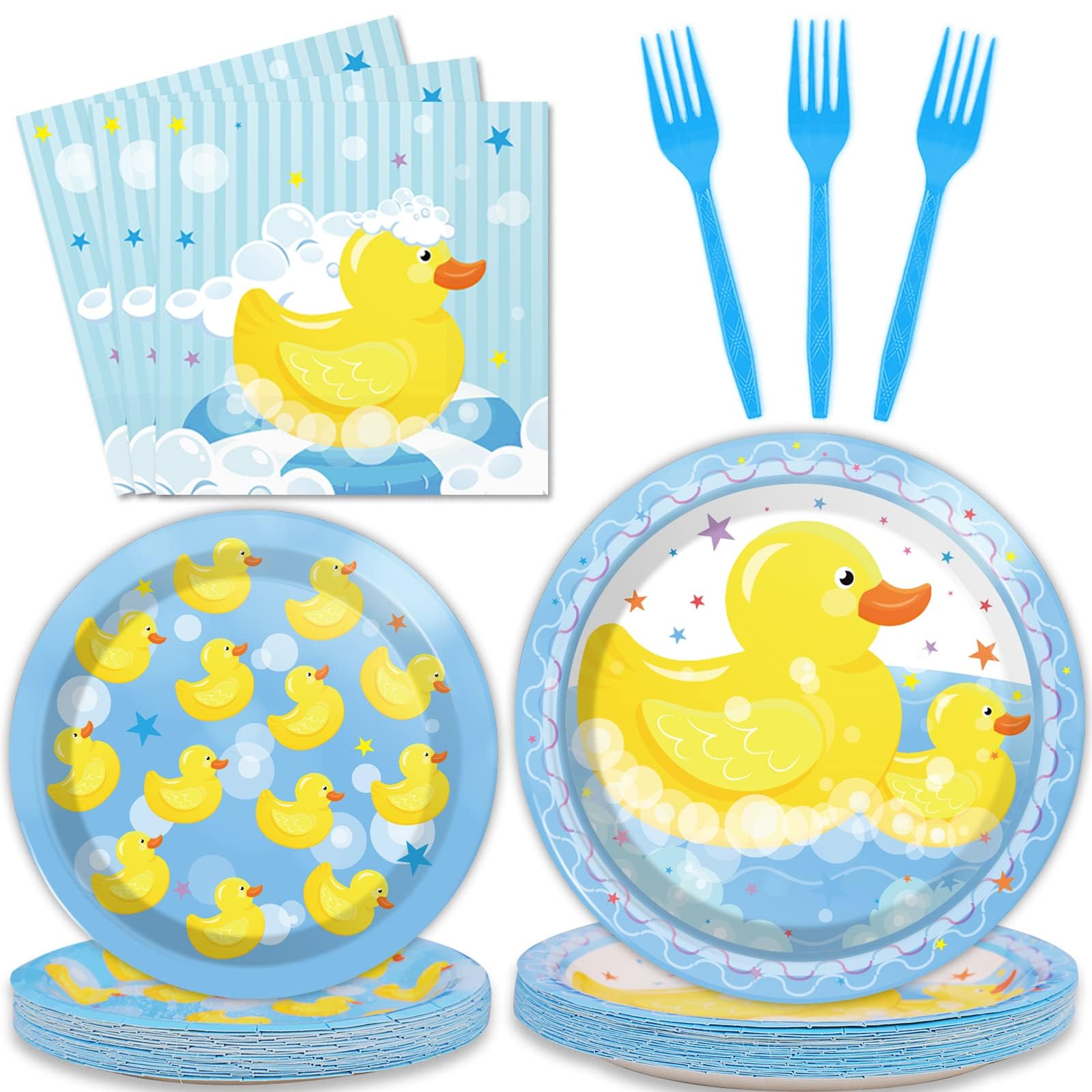 gisgfim 96 Pcs Duck Plates and Napkins Rubber Duck Themed Disposable ...