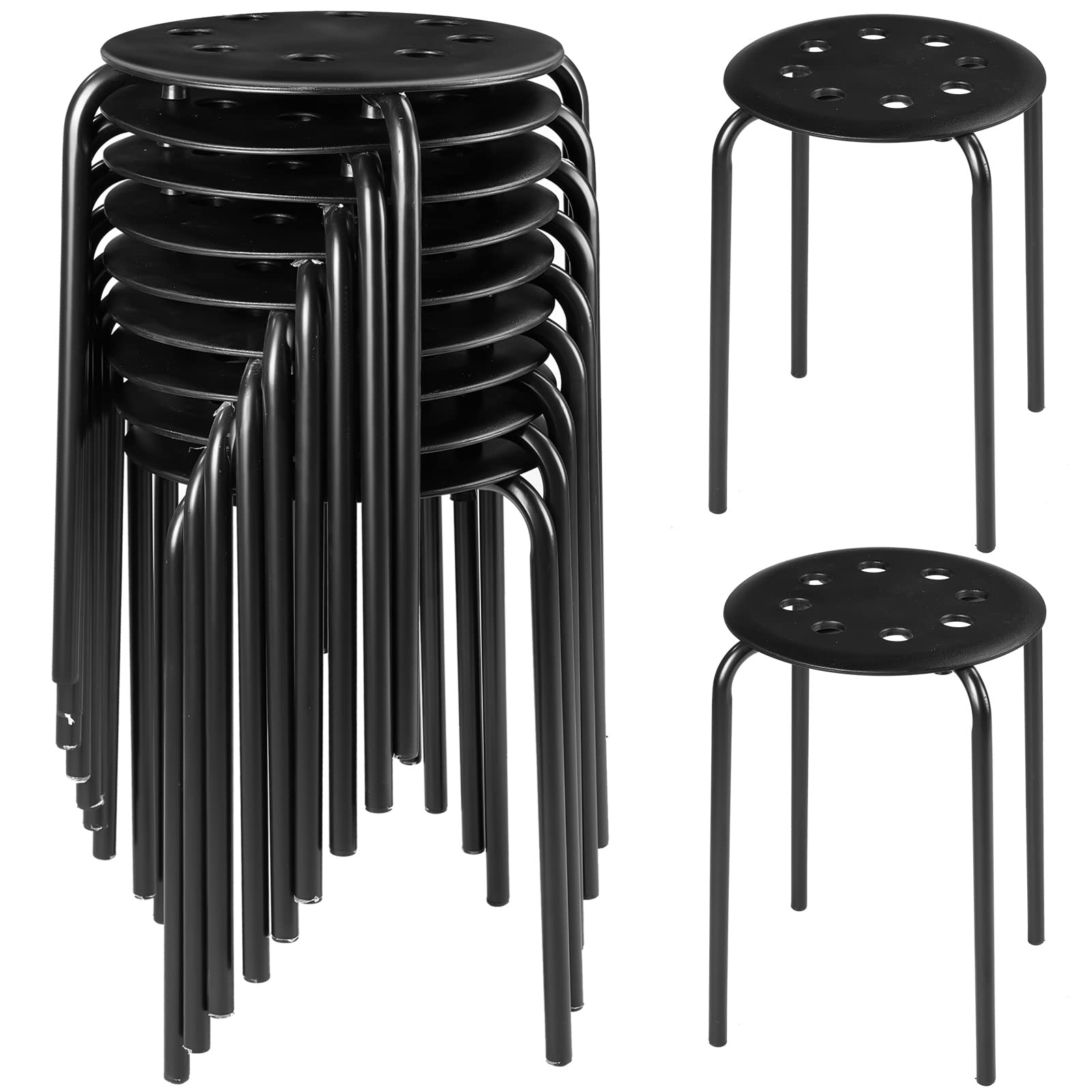 Tuanse 10 Pcs Stacking Stools Set with Metal Frame 17.72'' Portable ...