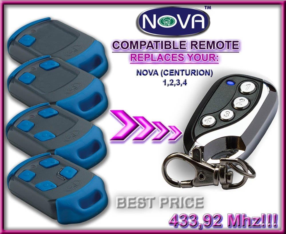 NOVA (CENTURION) compatible remote control replacement transmitter, 433 ...