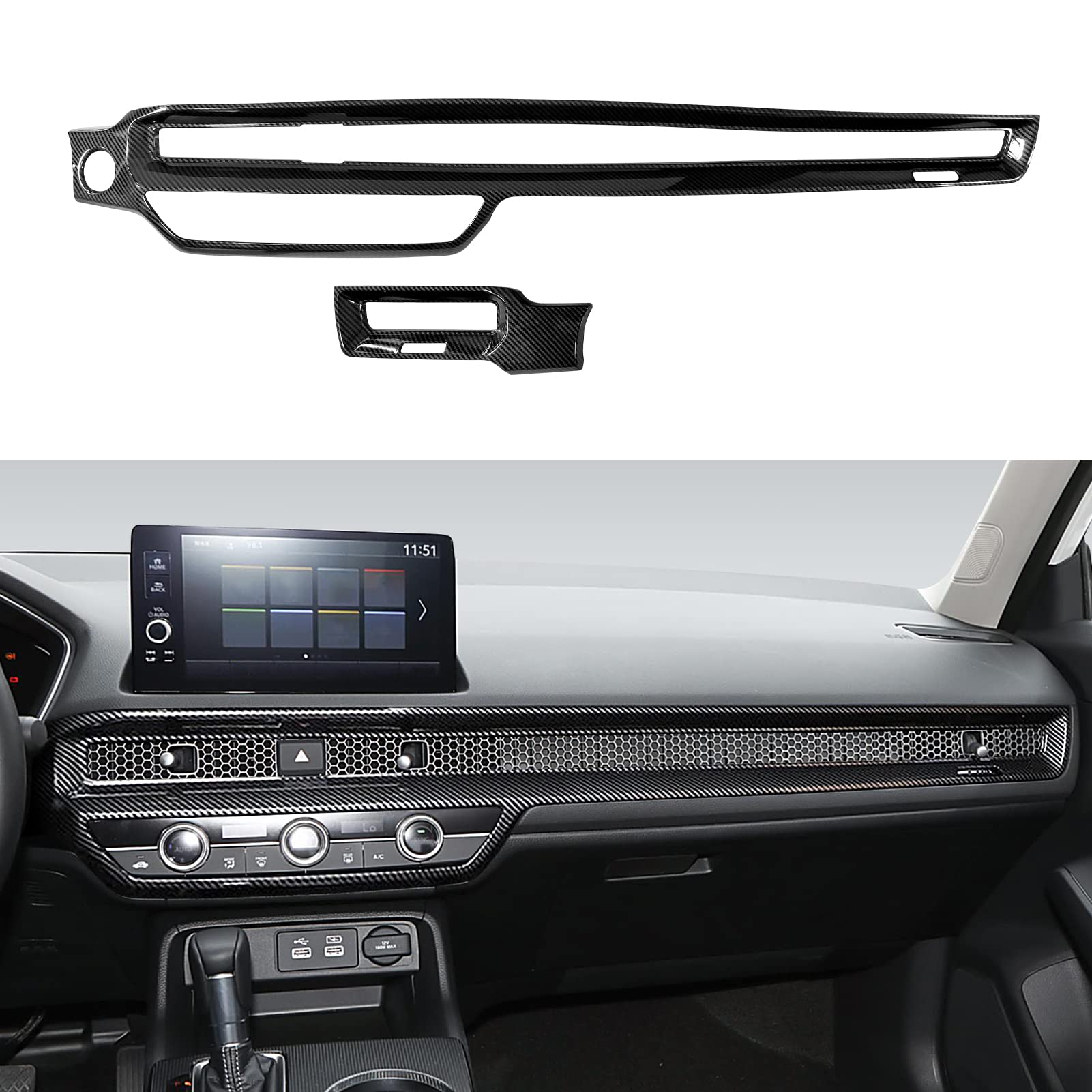 BRMYL for 2022 2023 2024 2025 Honda Civic 11th Gen Accessories Center Console Dashboard Cover ...