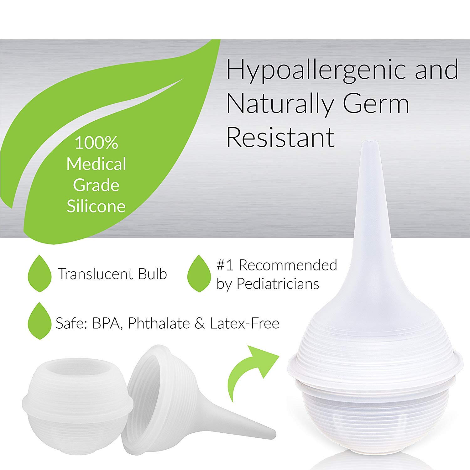 Innovo Hospital Grade Silicone Twister Bulb Baby Ear Syringe and Nasal ...