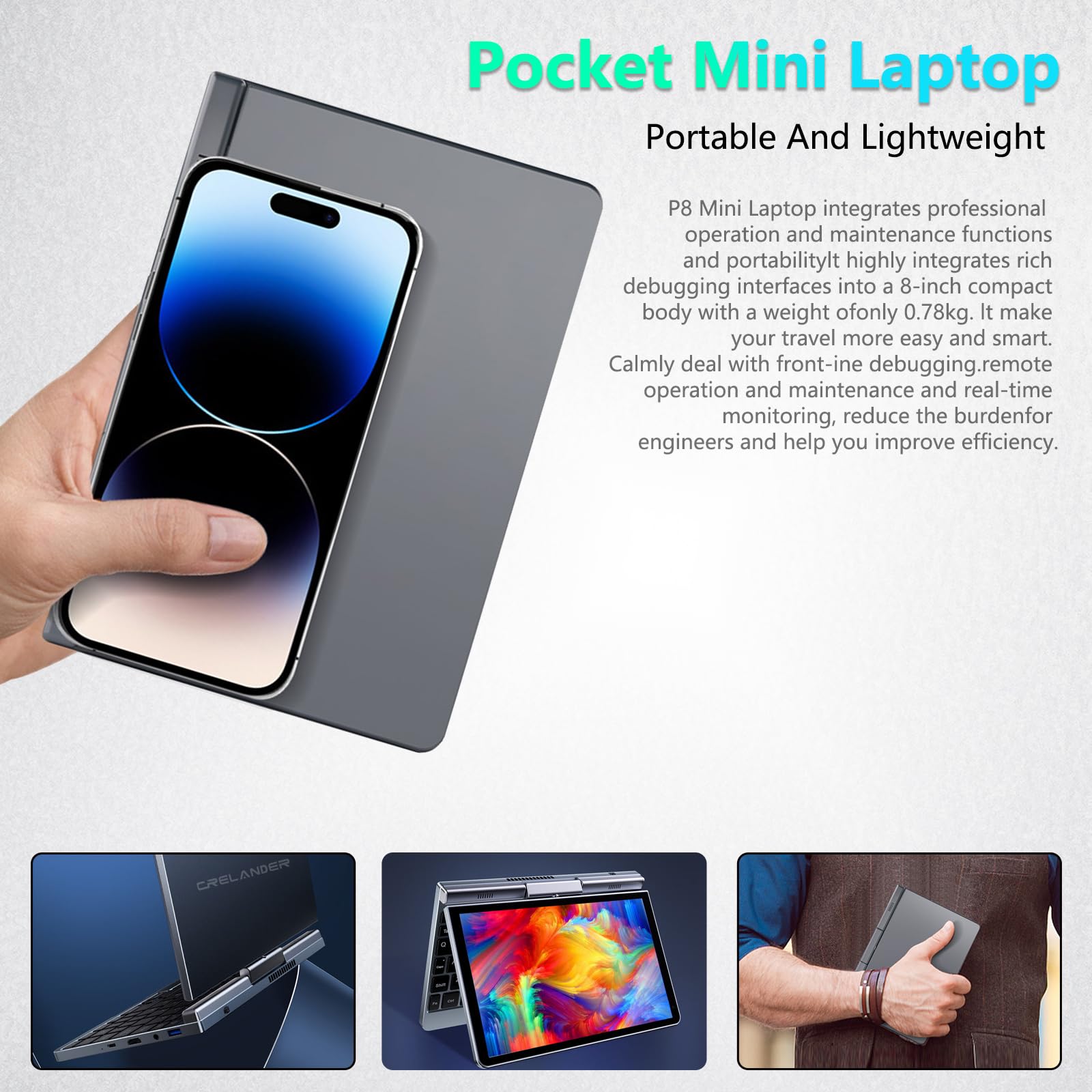 Mua Crelander 2-in-1 Mini Laptop | 8-Inch Touchscreen Portable Small ...