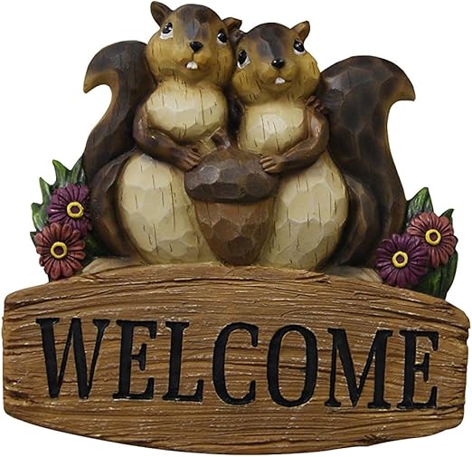 Amazon.com: Alpine ZEN110 Polyresin Welcome Sign with Squirrel Family ...