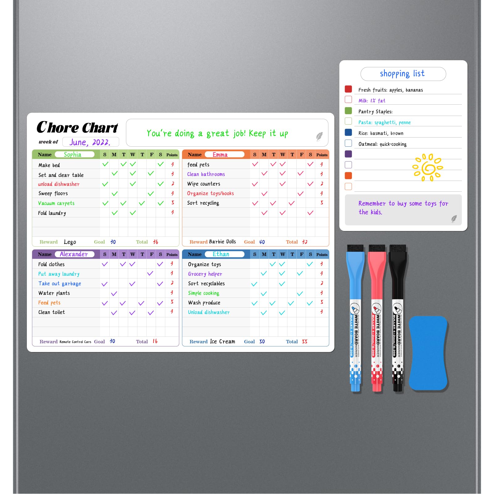 Mua Magnetic Dry Erase Chore Chart for Fridge, 11 x 14inch 2 Pack Kids ...