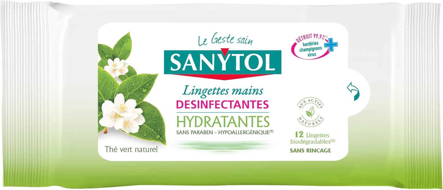 Sanytol - 33650500 - Carton de 12 Lingettes Désinfectantes Mains Objets ...