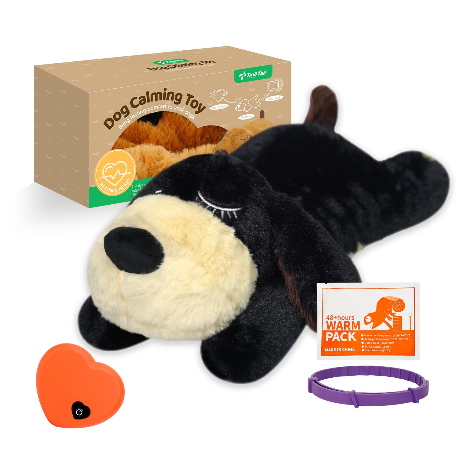 Trail Tail Dogs Calming Toy with Heartbeat, Dog Anxiety Relief Calming ...