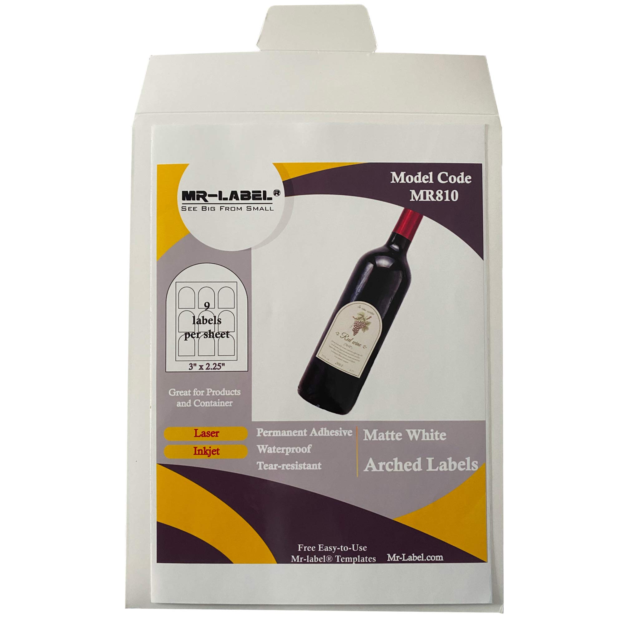 Mr-Label 3" x 2.25" Arched White Sticker Label - Waterproof and Tear ...