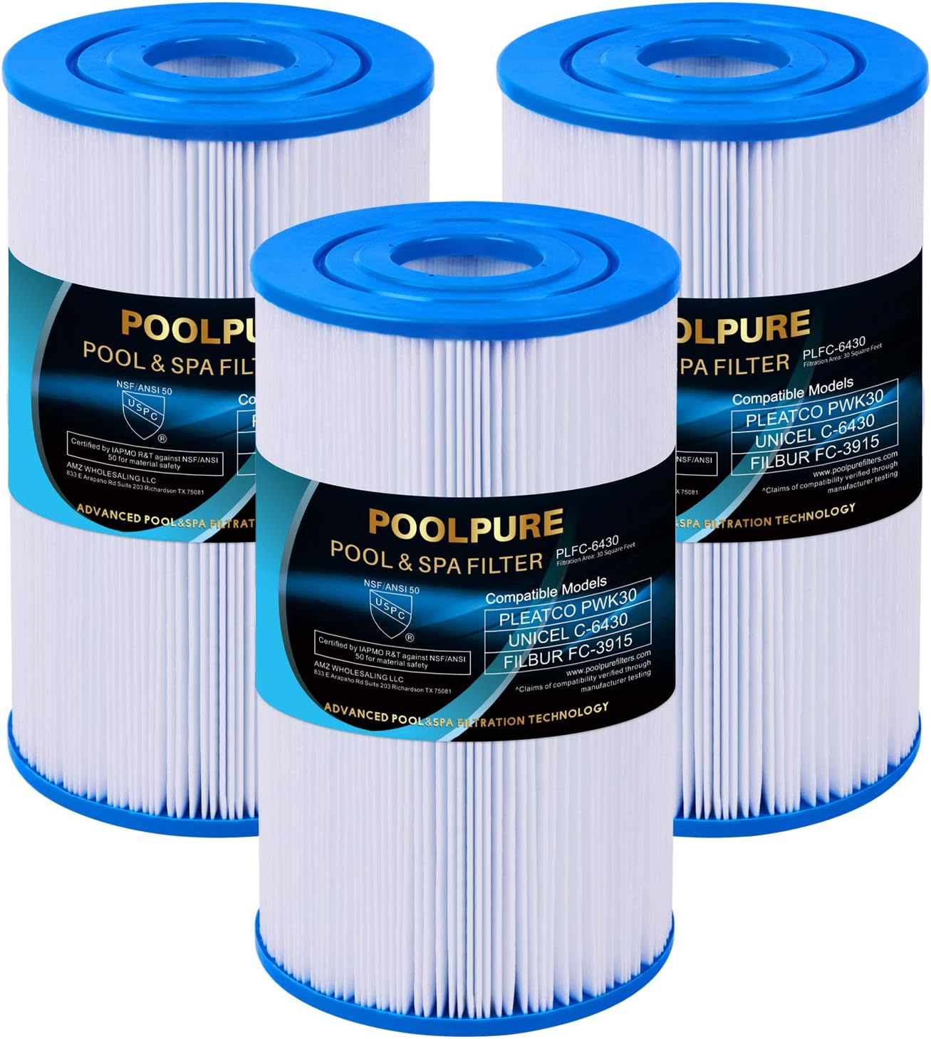 POOLPURE NSF-50 Certified Spa Filter Replace Watkins 31489, Pleatco ...