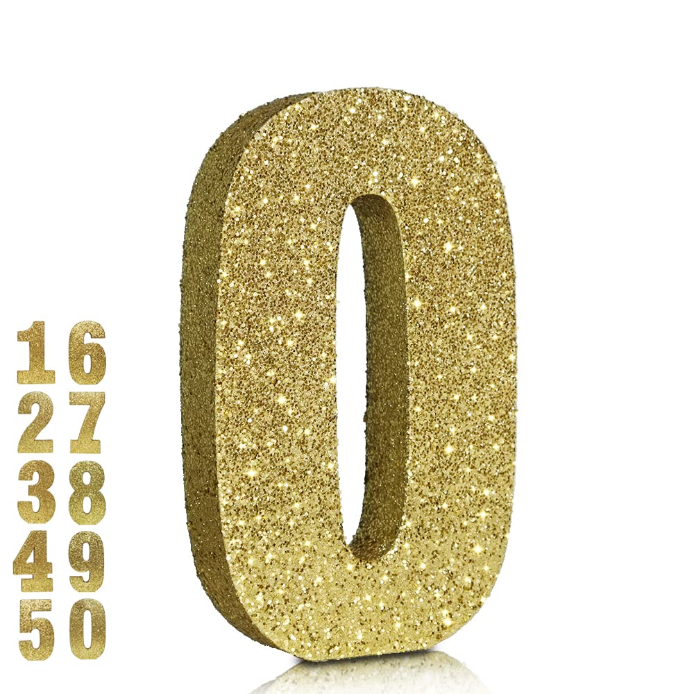 Mua 10 Inch Gold Glitter Numbers 0 Birthday Decorations, Birthday Party ...