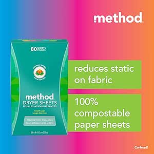 Amazon.com: Method Dryer Sheets, Beach Sage, 80 Count : Health & Household