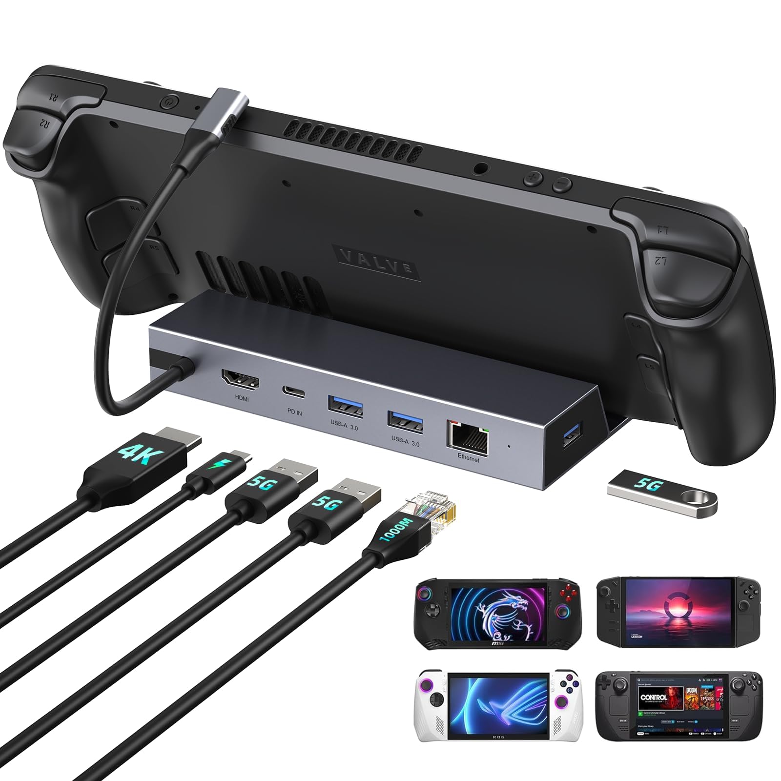 Steam Deck Dock 4K 60Hz, 6-in-1 Docking Station Compatible With Lenovo ...