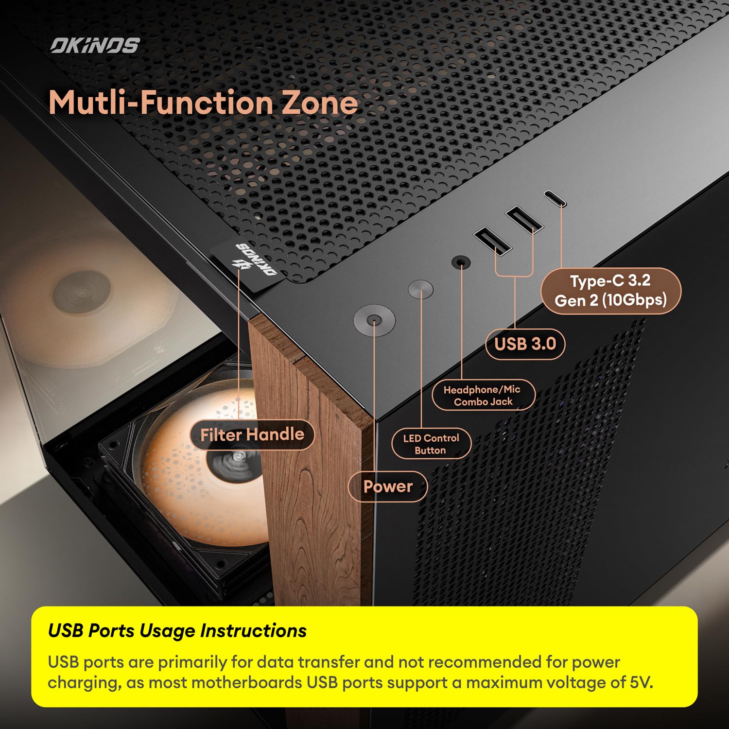 Mua Genuine Walnut Wood PC Case, Pre-Installed 4 x 120mm ARGB & PWM ...