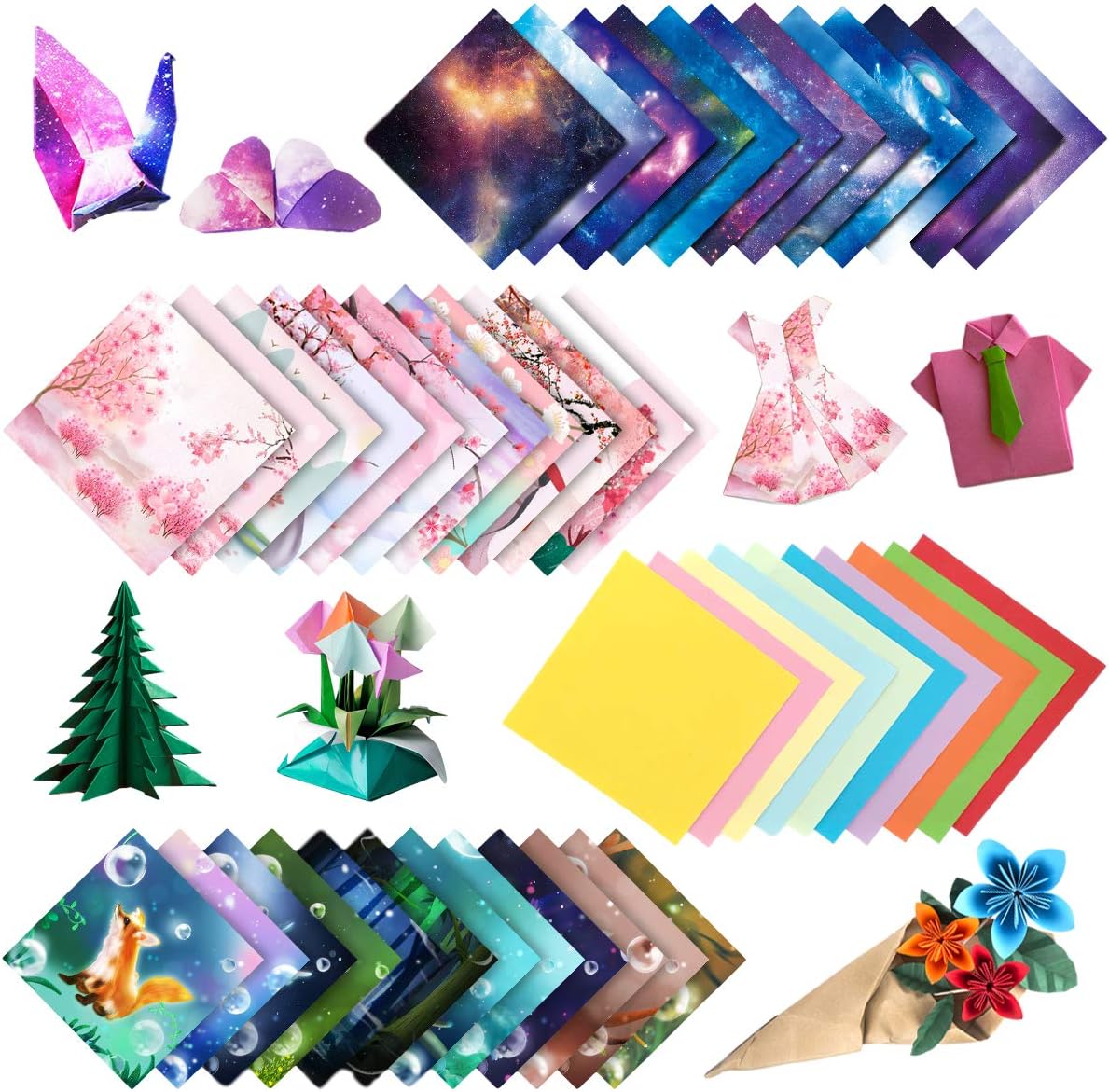 250 Sheets Double-Sided,Origami Paper Double Sided, Night Sky ...