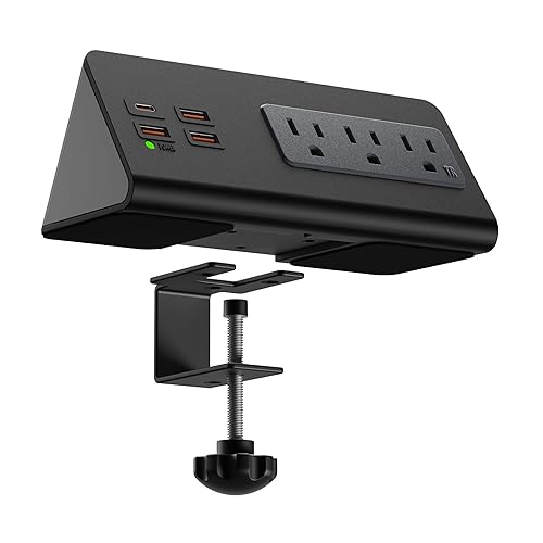 Upgraded,Desk Edge Clamp Mount Power Strips with USB Ports, PD20 W Fast ...
