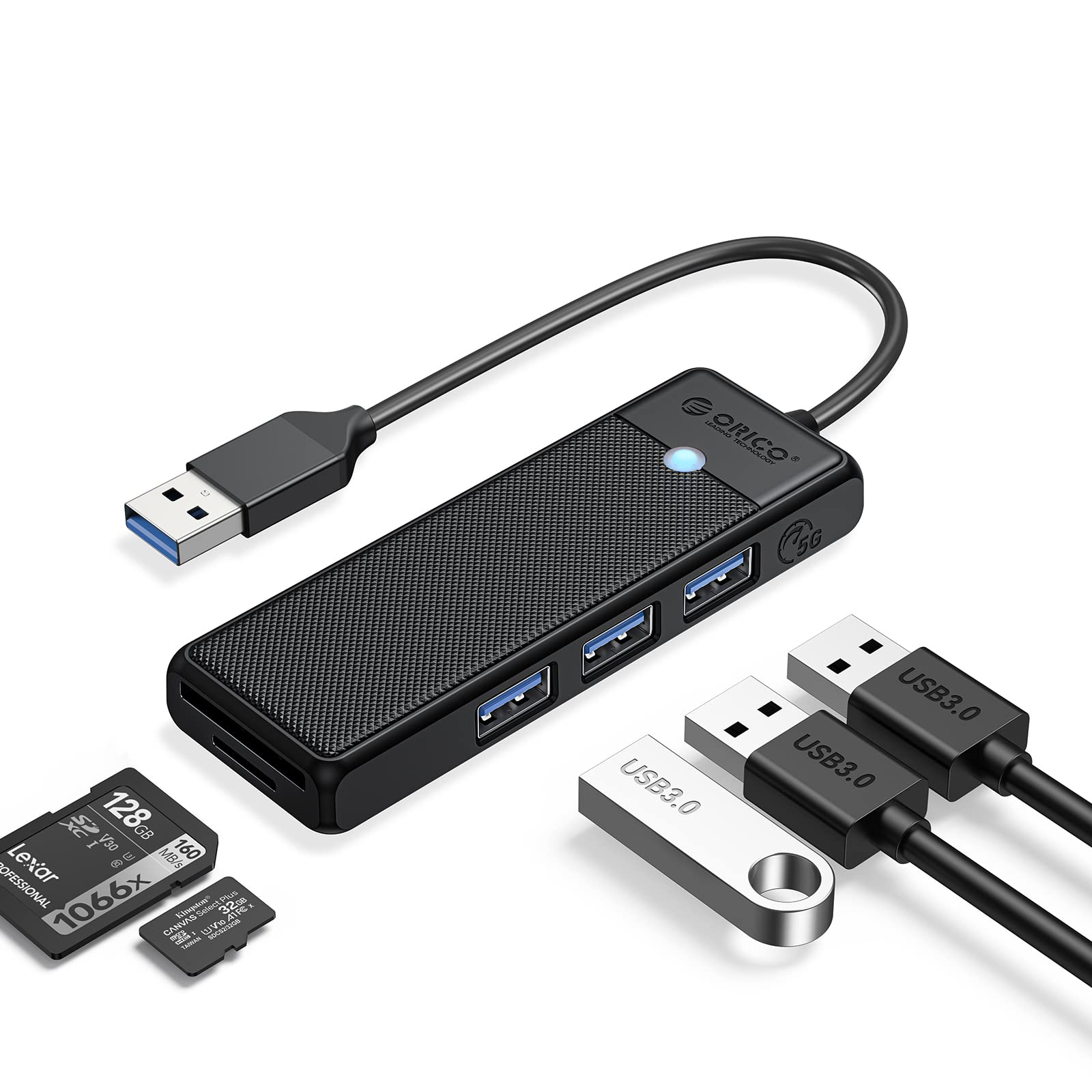 Mua USB 3.0 Hub, ORICO 5-Ports USB Hub with SD/TF Card Reader, 3 USB 3. ...