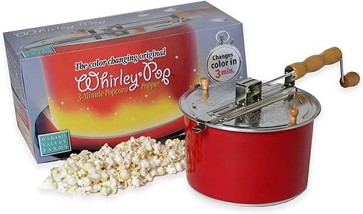 Whirley-Pop Red Stovetop Popcorn Popper with Popping Kit - Perfect ...