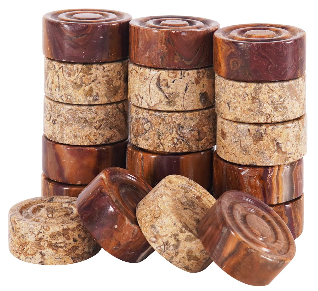 Radicaln Marble Checker Figures 1.25'' Inches Red and Coral Handmade ...