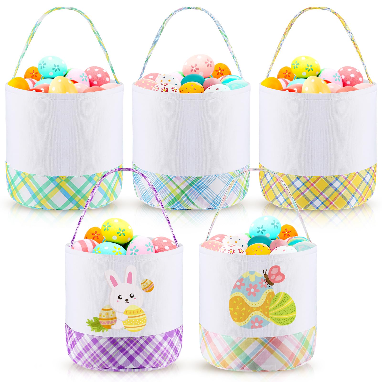 SilTriangle 5 Pieces Easter Bunny Bags Sublimation Blank DIY Baskets ...
