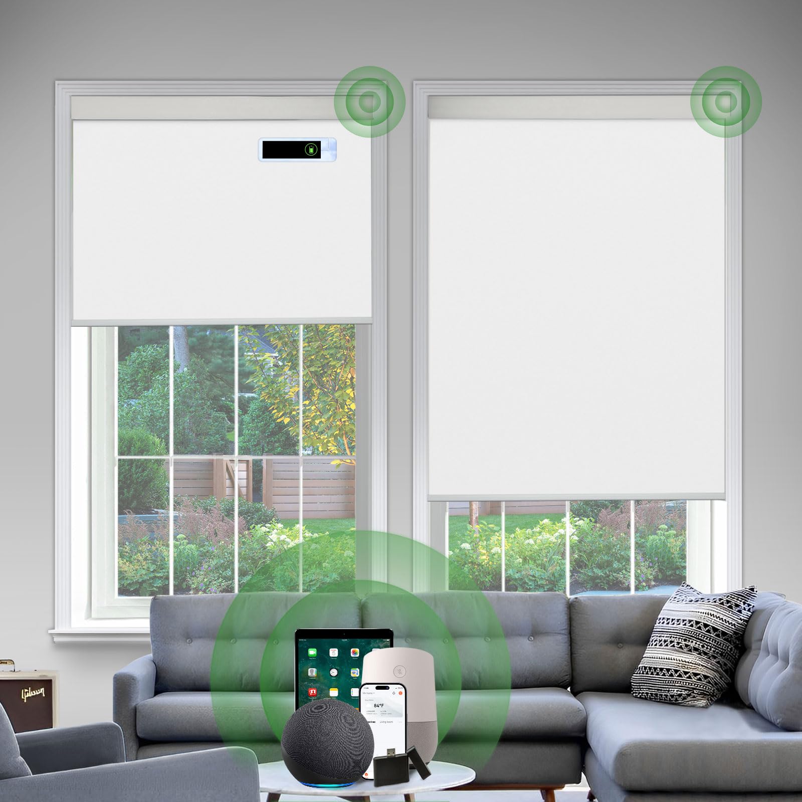 DONGFXK Motorized Blinds with Remote, Blackout Cooling Automatic Shades ...