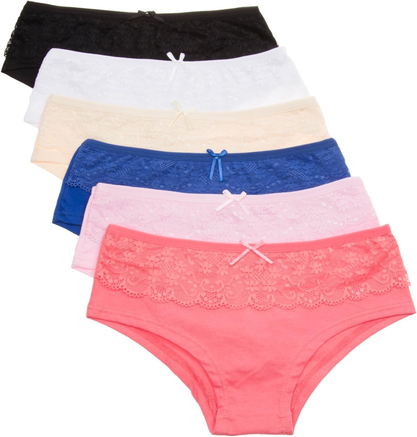 anzermix Encaje cómodo Calzones de algodón, 6Â Unidades, Negro, Beige ...