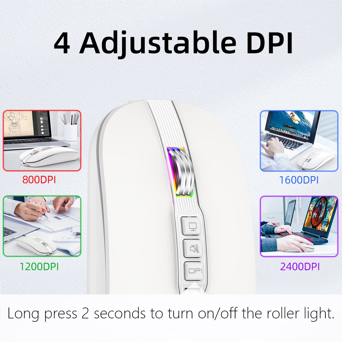 Mua Slim White Wireless Bluetooth Mouse with Multiple Buttons for One ...
