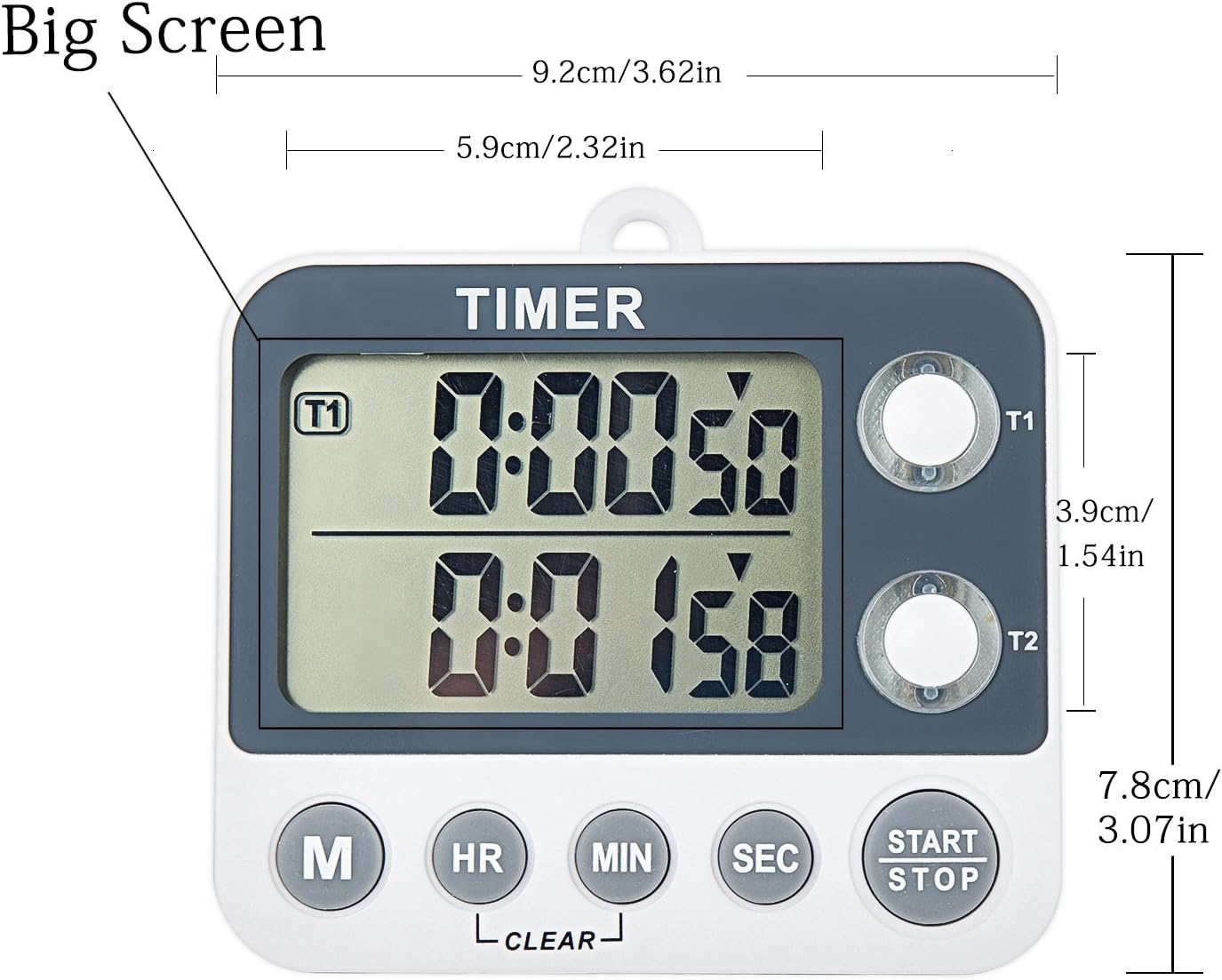 AIMILAR Digital Kitchen Timer Magnetic Large Screen Countdown Timer ...