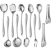 Amazon.com: 304 Stainlss Steel Matte Kitchen Utensils Set, 11 Pcs Long Metal Cooking Utensil ...