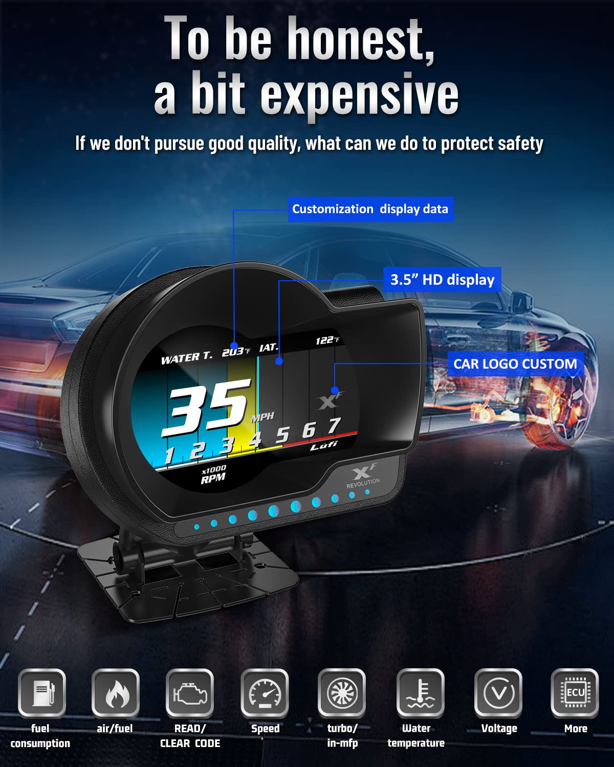 Mua Luficar Xf Multifunctional Obd2 Gauge Display, Heads Up Display ...